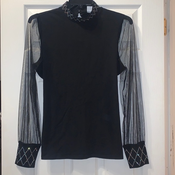 VENUS | Tops | Nwot Venus Embellished Sheer Sleeve Blouse | Poshmark